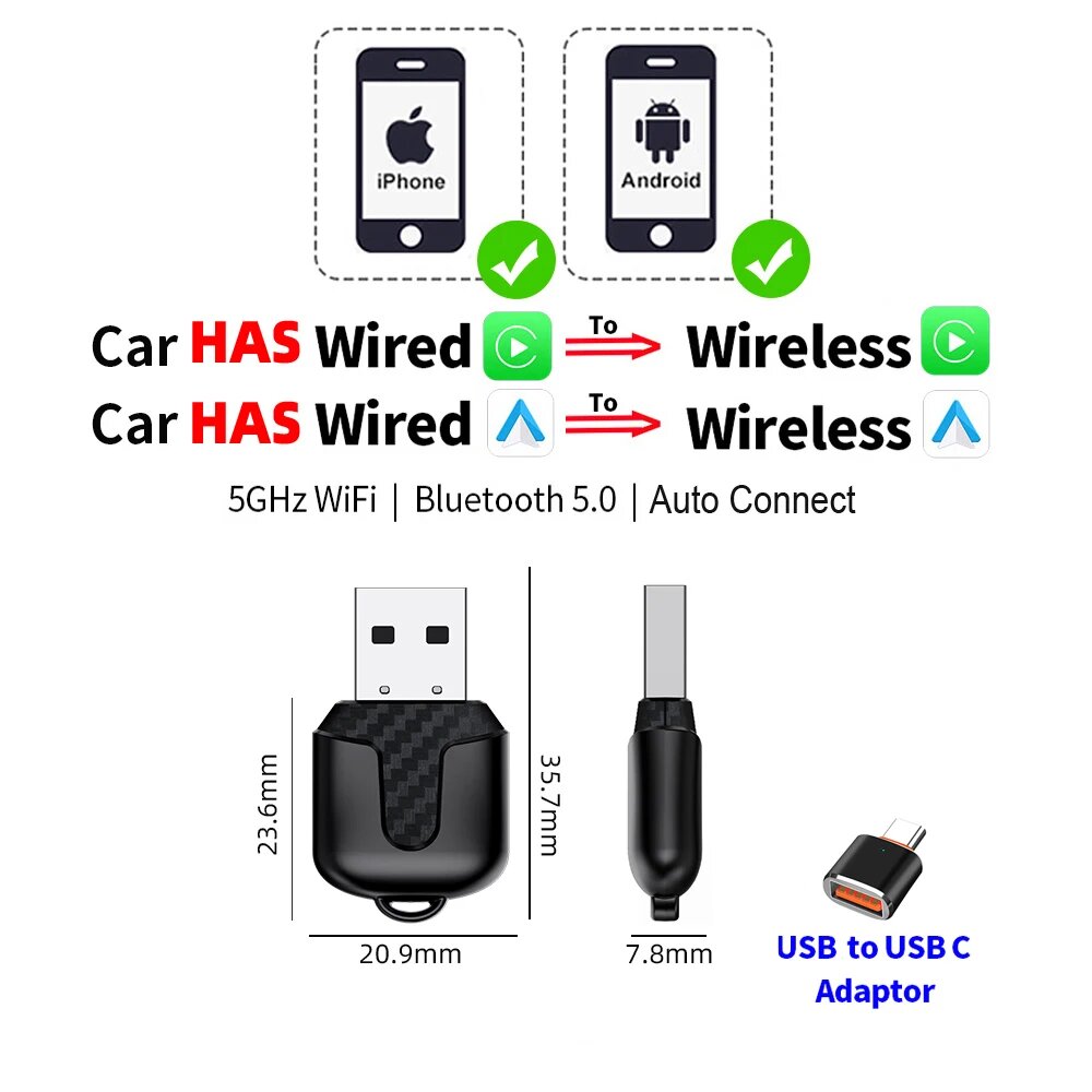 EKIY Tiny Mini Box проводной и беспроводной CarPlay Android Auto для Audi Toyota Mazda Nissan Chevrolet Suzuki Subaru Ford Opel Skoda EC03-GD