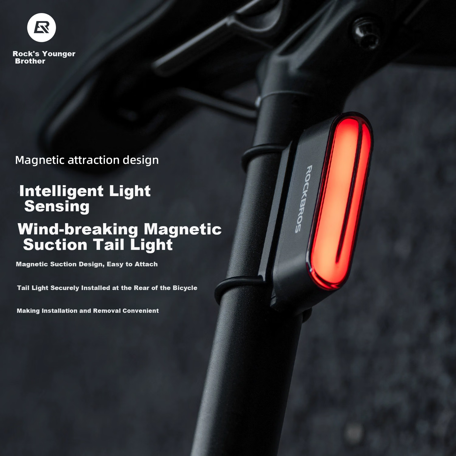 ROCKBROS Bicycle Tail Light Magnetic Smart Brake Light Cycling Equipment Mountain Road Bike Night Riding Tail Light