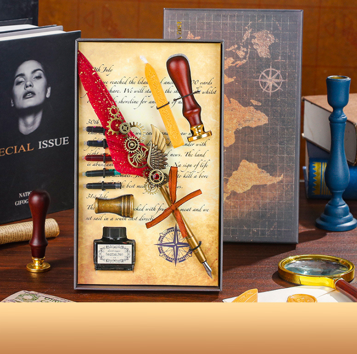 Подарочный набор в стиле Harry Potter MyPads чернила 5 цветов+перо+печать восковая для книги красивый недорогой подарок с рисунками 3D девочке дочк.