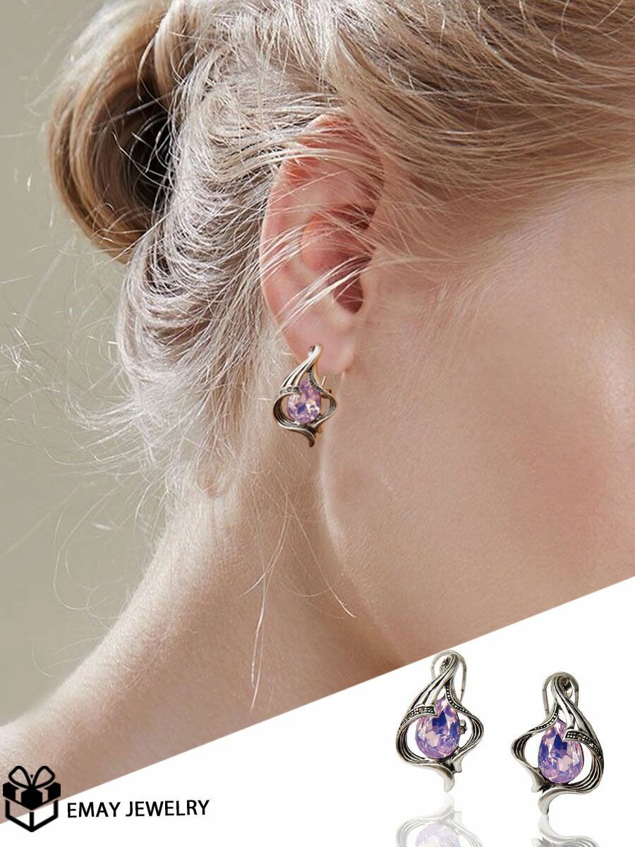 Серьги, искусственный камень