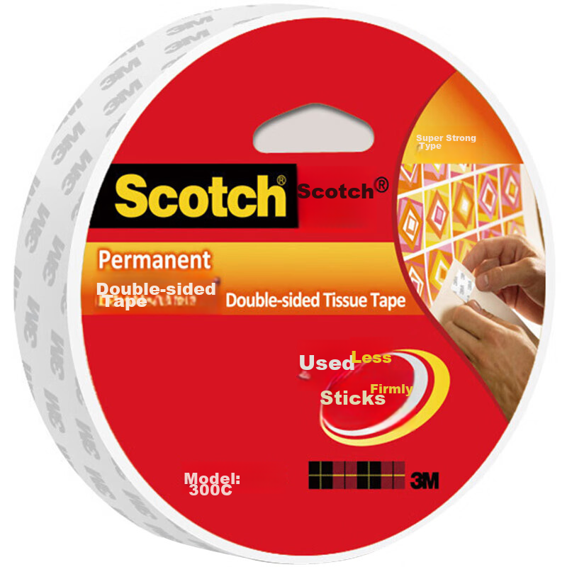 3M Scotch-Brite Double-Sided Cotton Paper Tape (Extra Strong) 300C-24mm 24mm*9.5m Office Supplies