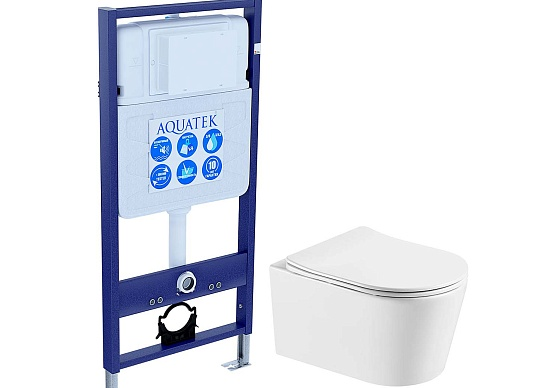 Комплект AQUATEK SET оберон T PNS009 (рама INSP-0000001 с клавишей PNS-0000009 и крепежом KKI-0000016+унитаз Оберон AQ1365T-00 с сиденьем)