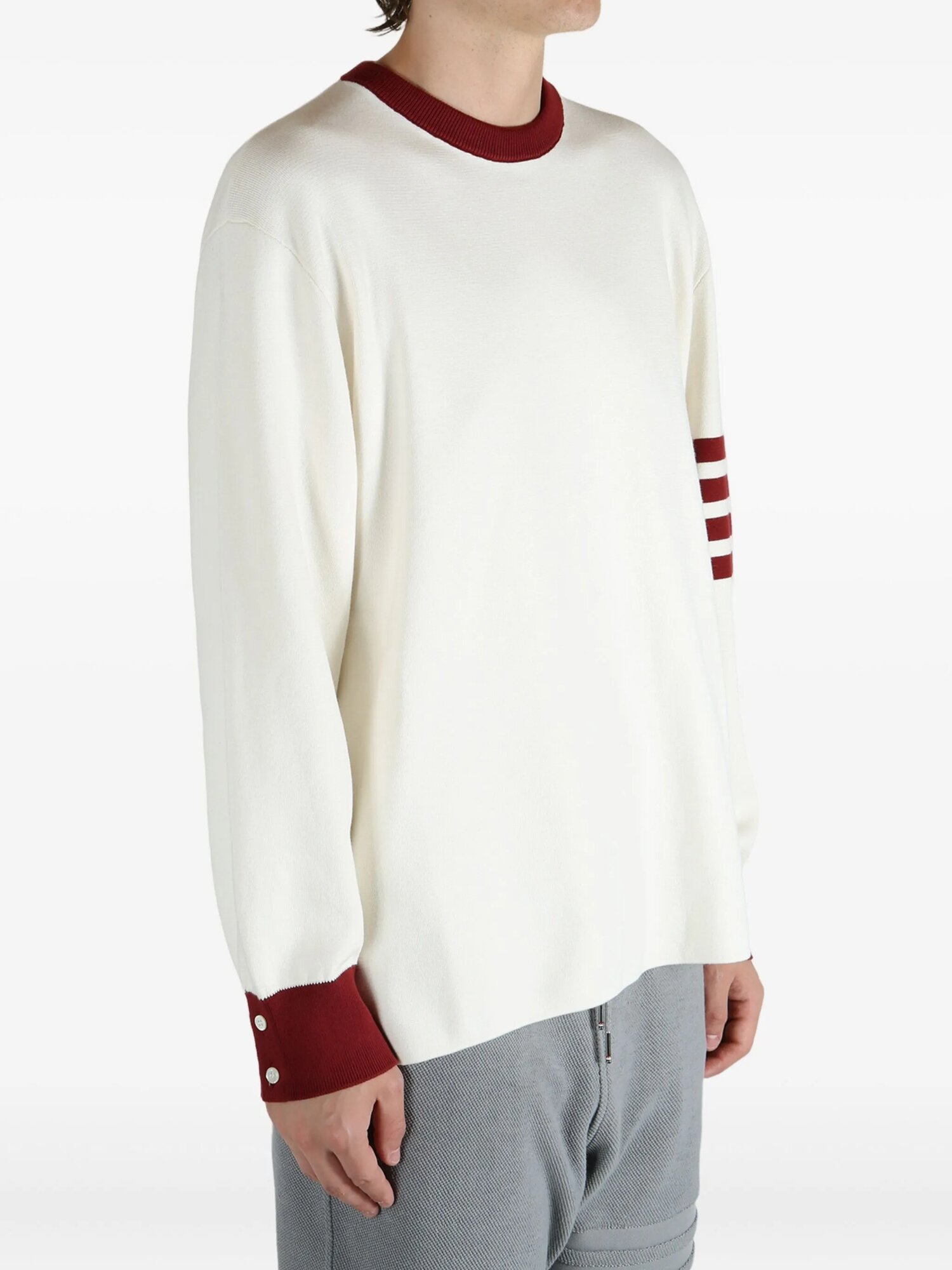 Свитер THOM BROWNE Four-stripe crew-neck sweater, размер 54, , white — фото 1