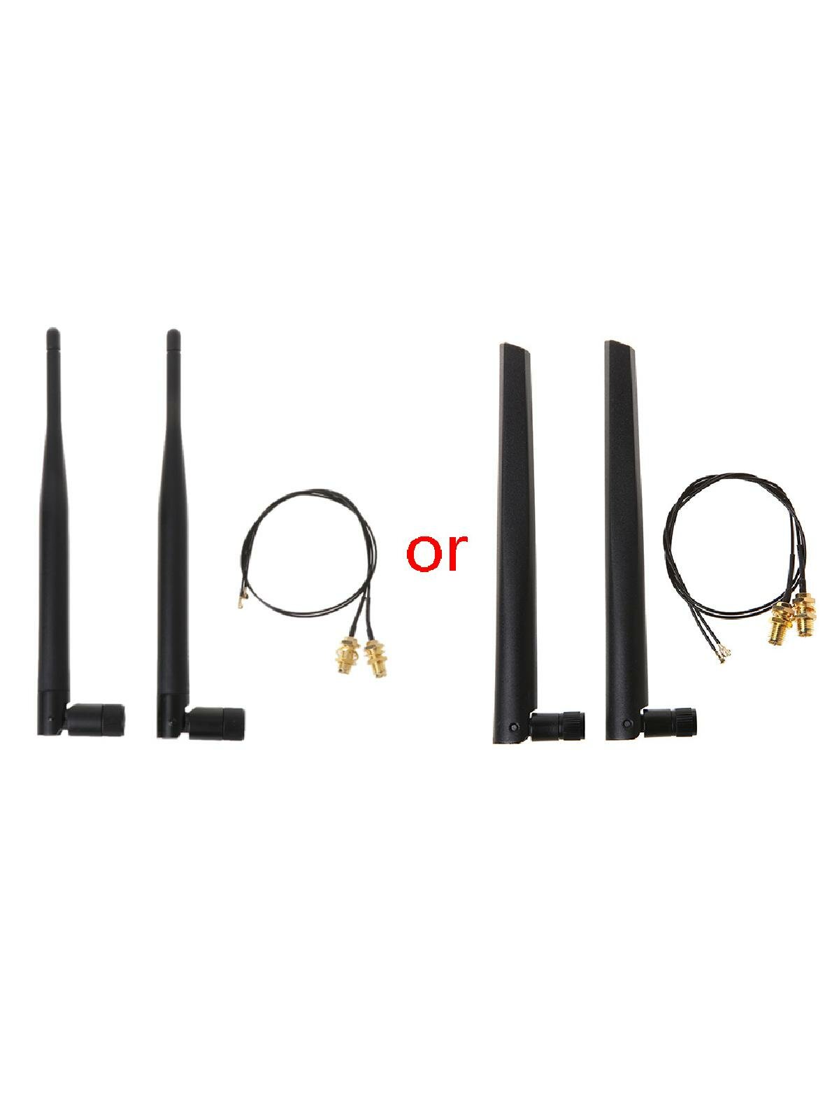 2 x 6dBi 2.4GHz 5GHz Dual Band WiFi Router Network Card RP-SMA Antenna 2 x U.fl IPEX Cable N8S5