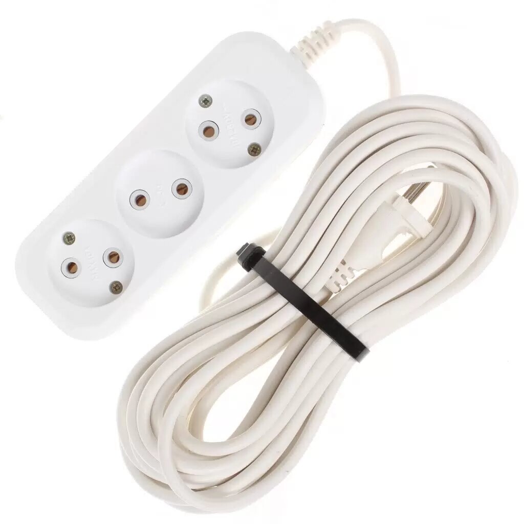 Удлинитель сетевой 7 метров, 3 гнезда, без заземления, Jett, РС-3