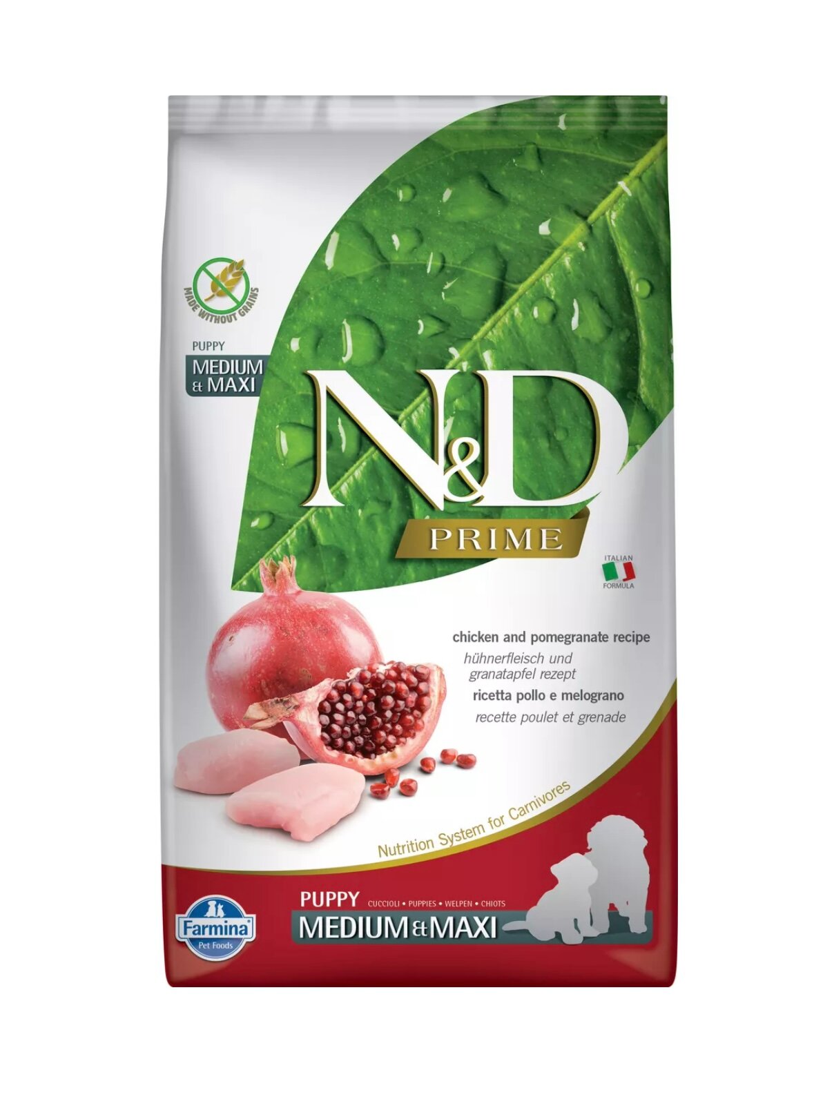 Сухой корм Farmina ND Prime Dog CHICKEN/POMEGRANTE PUPPY MEDIUM / MAXI ддя щенков средних и крупных пород с курицей, 12кг