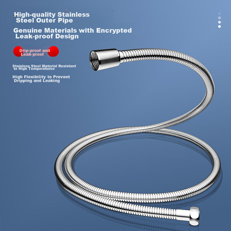 Larsd Handheld Shower Hose, Copper Double-Clasp Stainless Steel Flexible Hose, Shower Head Pipe 2-Meter Hose LD230