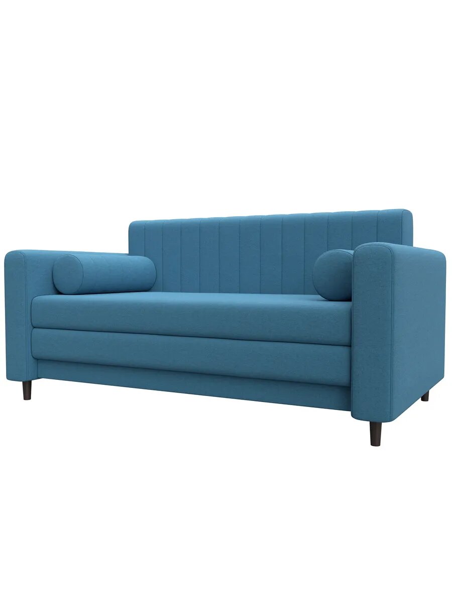 Диван прямой Браун со спальным местом 137х199 см, на ножках, две декоративные подушки, рогожка