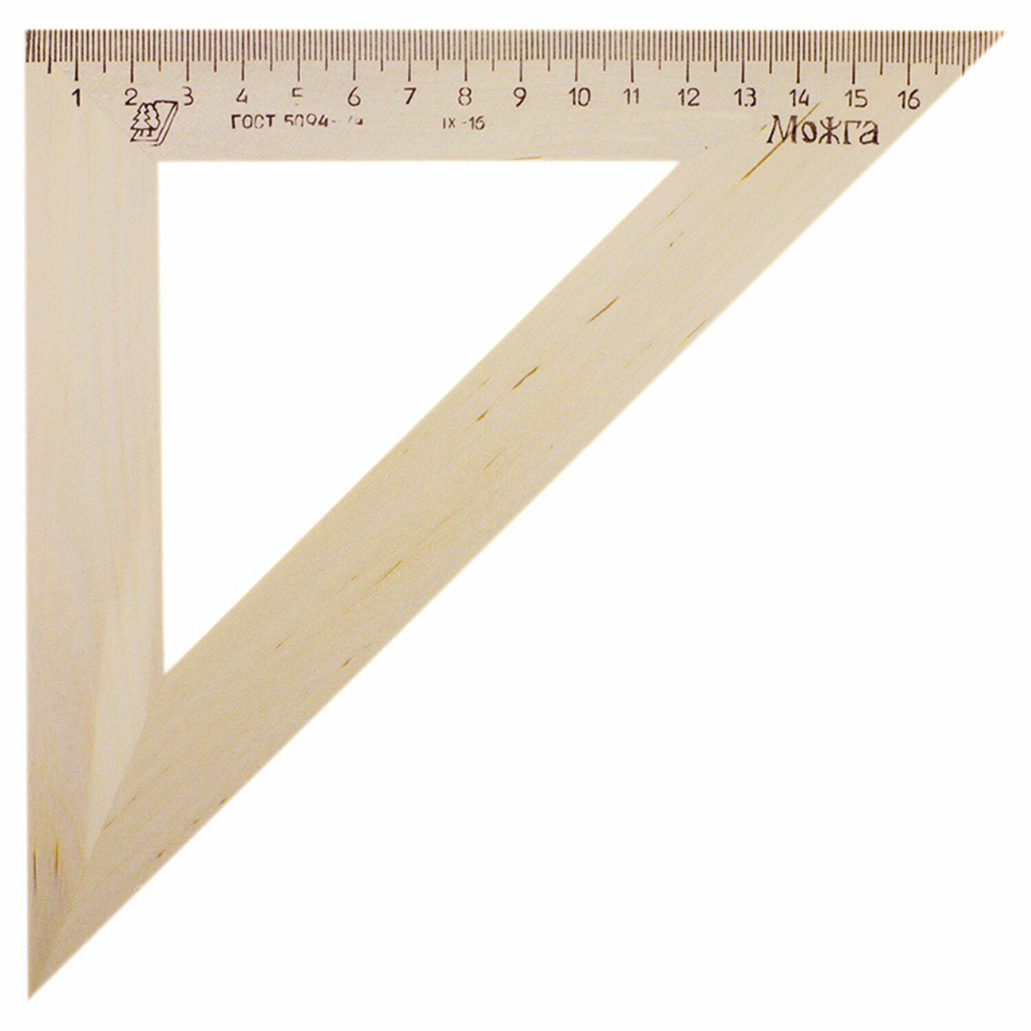 Упаковка 25 шт. Треугольник деревянный, угол 45, 18 см, УЧД, можга, С15