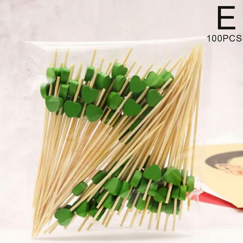 100 шт цветные фруктовые бамбуковые шпажки