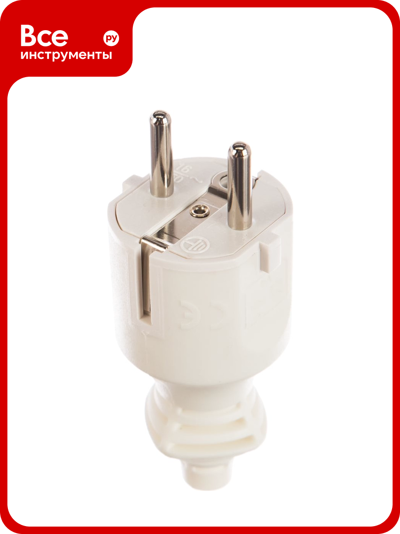 Вилка ЭРА V4W c/з 16A прямой ввод белая Б0019188, белый