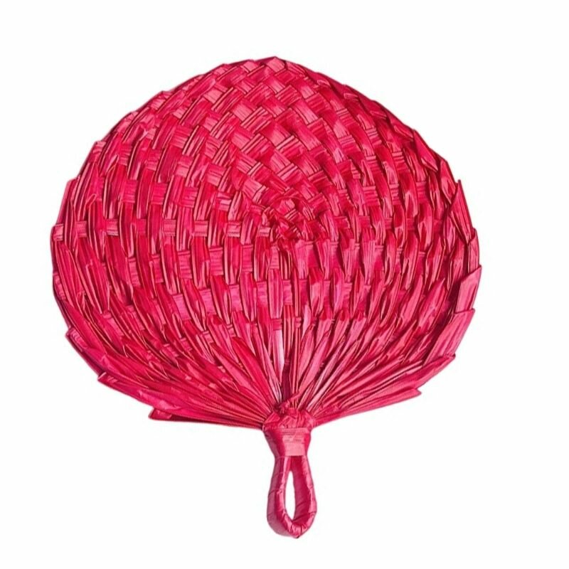 Плетеный Веер из Искусственной Кожи-Большой Красный