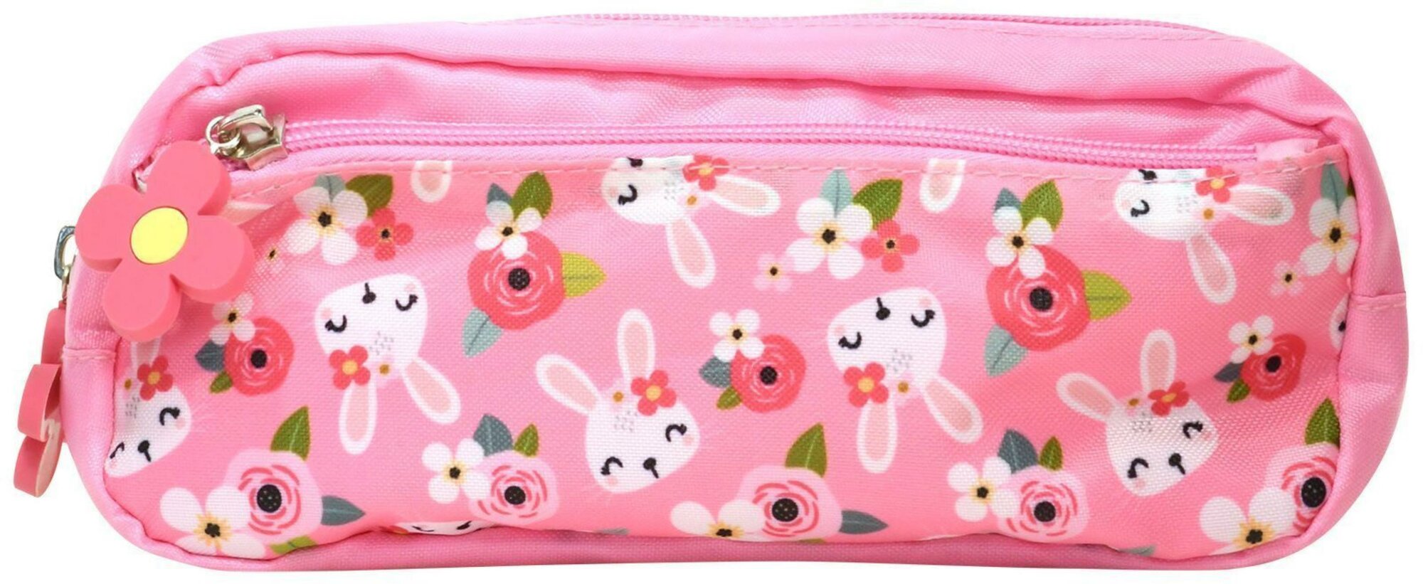 Пенал 1 отделение Каляка-Маляка зачики 200x65x90 мм розовы, полиэстер, кармашки, резиновы пулер