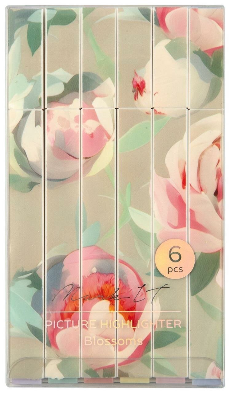 Набор текстовых маркеров LOREX Mark it BLOSSOMS 1-4 мм ассорти пастельные, принт на корпусе 6 шт