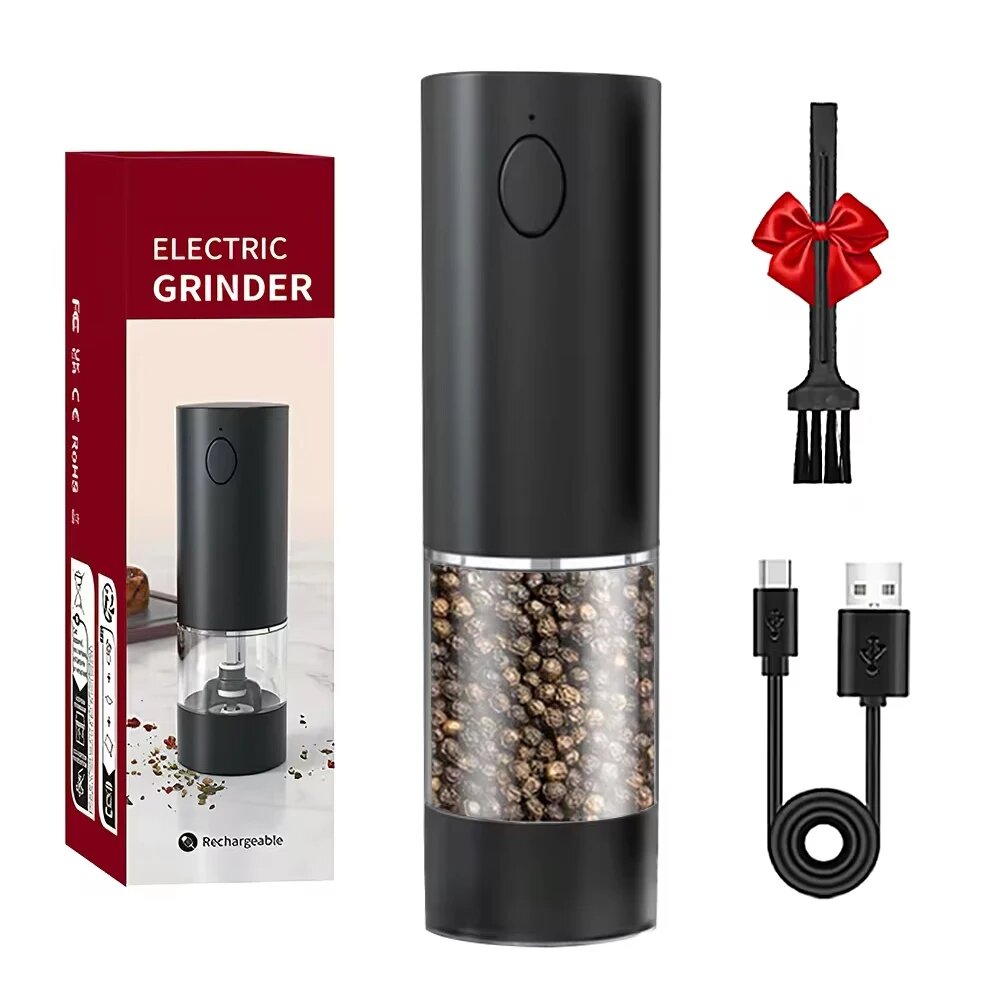 Электрическая мельница для перца, черная, USB