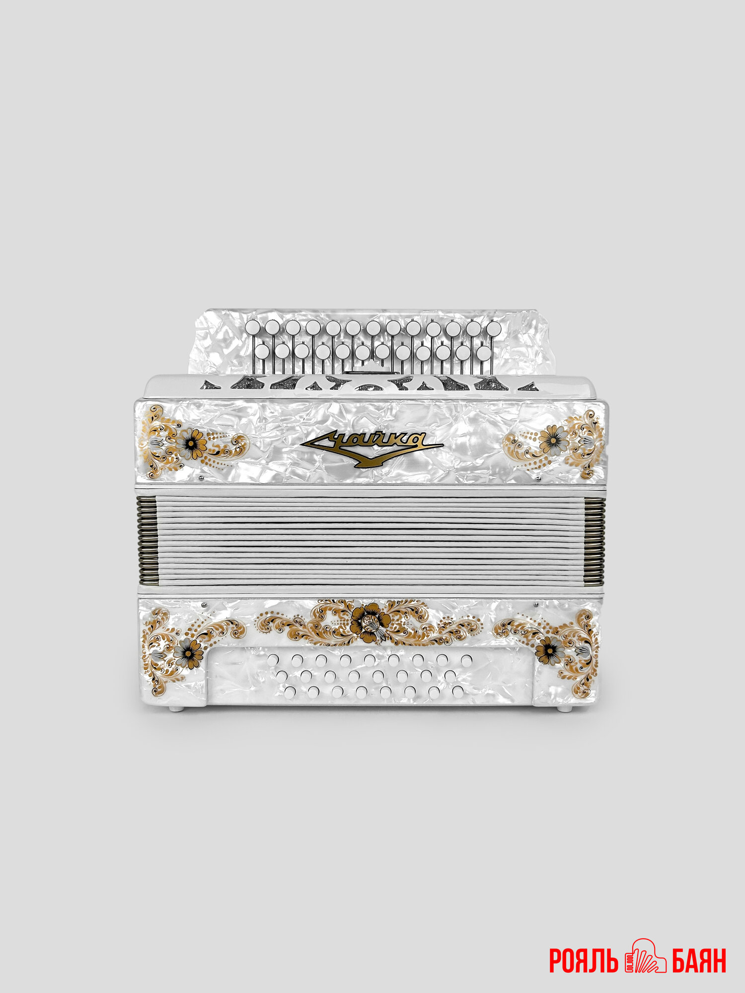 Гармонь Чайка S 5 XL, Чайка-314, 25x25-III-2 - трехголосая, настройка в "розлив", белый