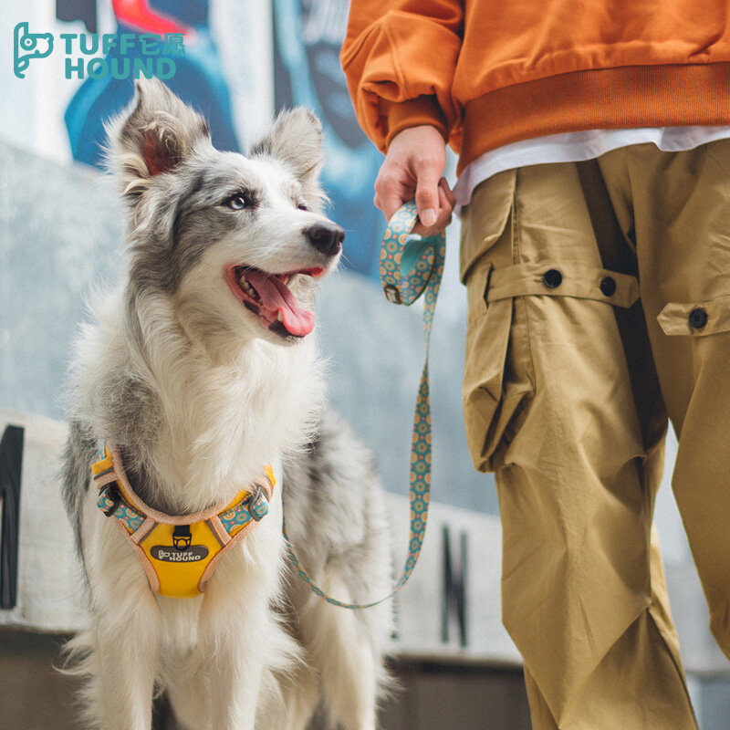 TUFFHOUND Dog Leash, Pet Walking Rope, Anti-Burst Chest Harness, for Small And Medium Dogs, TH003 Yellow, Size S