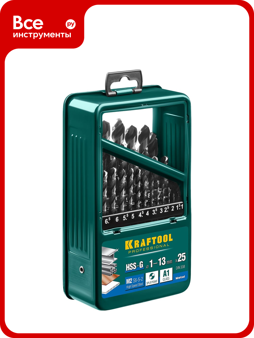 Набор сверл по металлу (25 шт; 1-13 мм) Kraftool 29651-H25