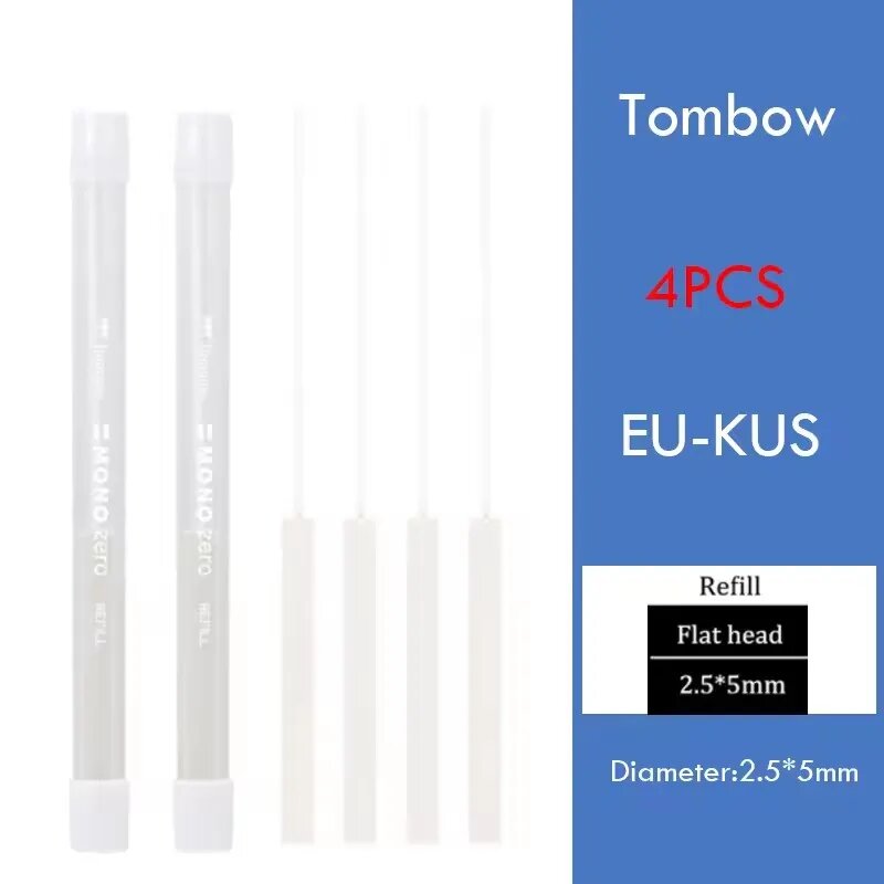 Tombow MONO Zero Refills, 4шт, 2.5*5mm, Белый