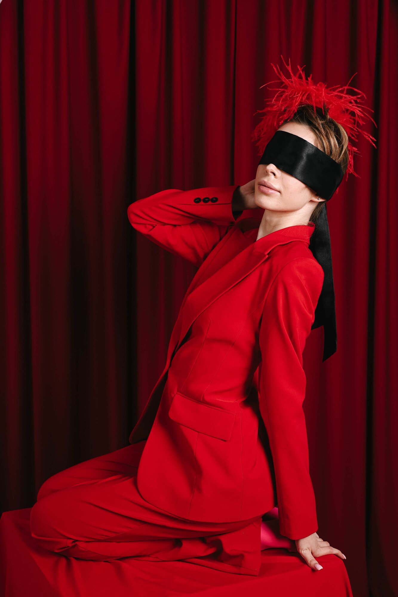 Повязка на глаза La'zet, для БДСМ, тканевая, атласная, черная