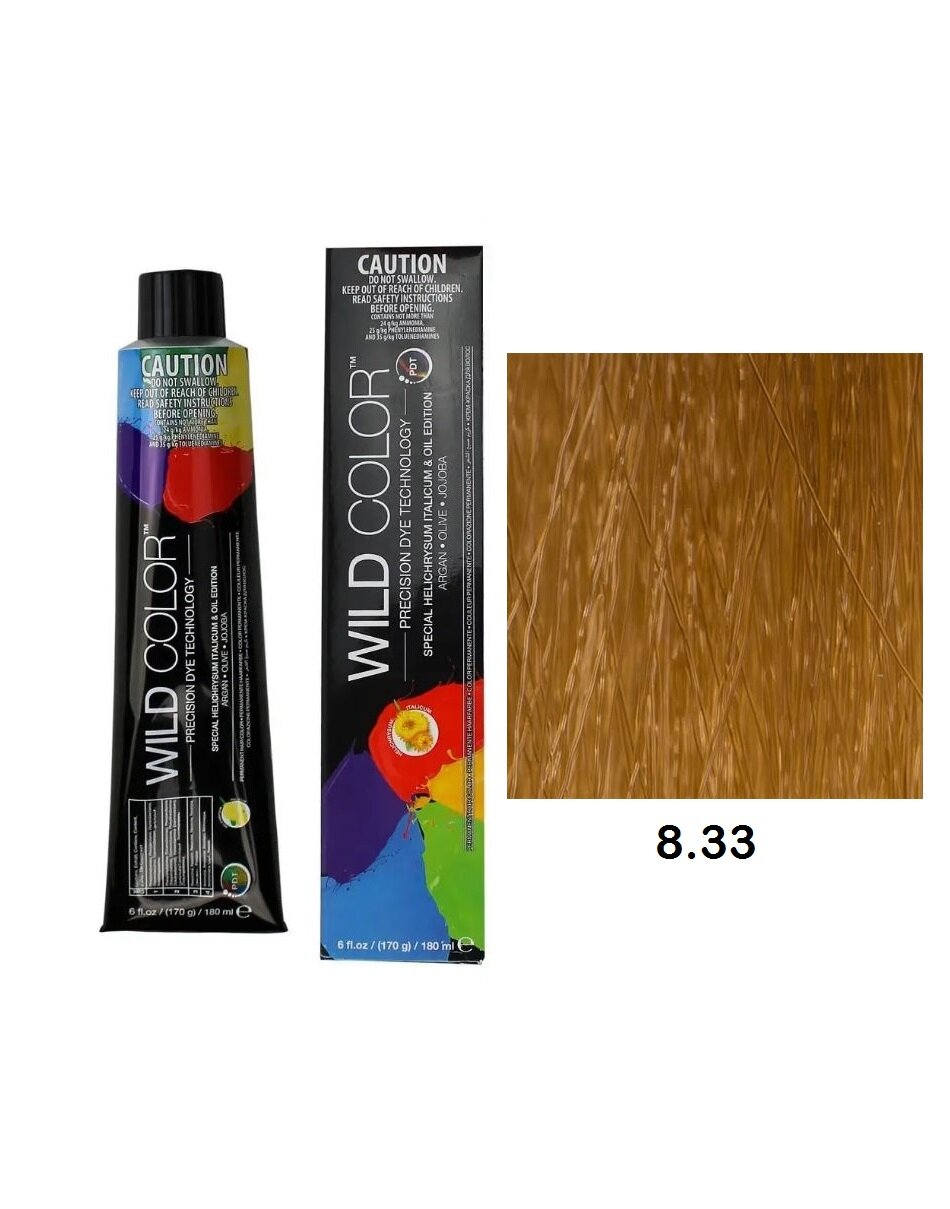 Wild Color Стойкая краска для волос 180 мл - Wild Color 8.33 8GG Светлый блонд интенсивно-золотистый