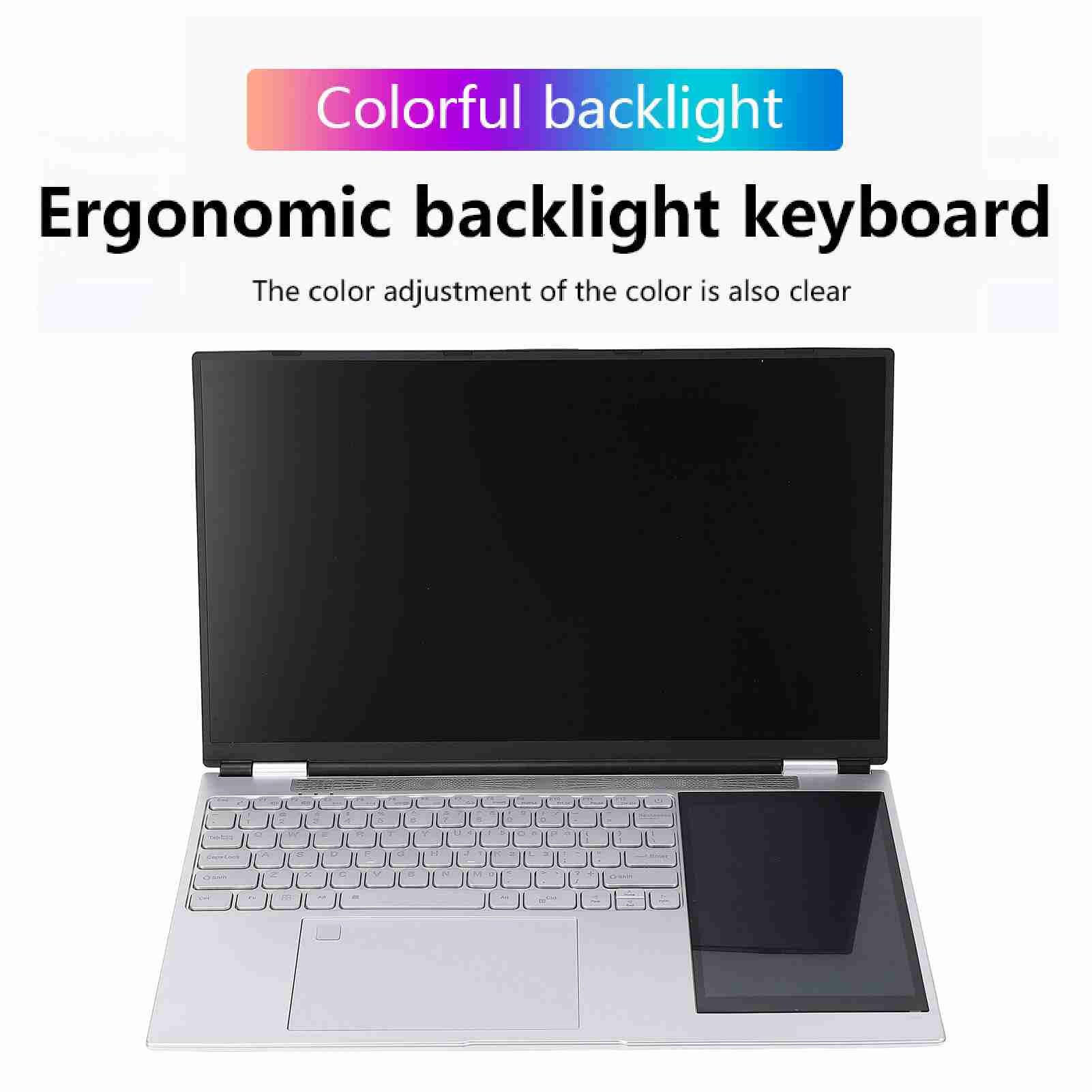 Ноутбук Dual Screen: 15.6″ IPS + 7″ сенсорный, 16GB, разблокировка по отпечатку