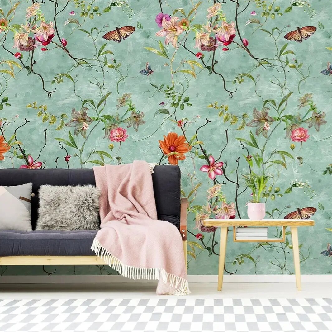 Винтажные обои в стиле шинуазри с цветочным рисунком, цветы и птицы, самоклеящиеся съемные обои, декор для комнаты, Tradition Non-Woven, 50cmx300cm