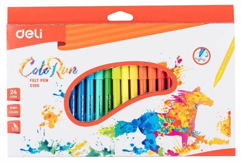 Фломастеры 24цв "Deli. ColoRun ", европодвес