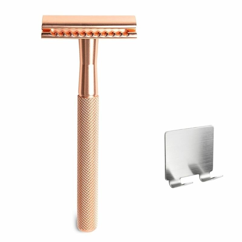 Винтажный держатель для безопасного ножа, бритвенный нож бритья-розовое золото-без лезвия с кронштейном