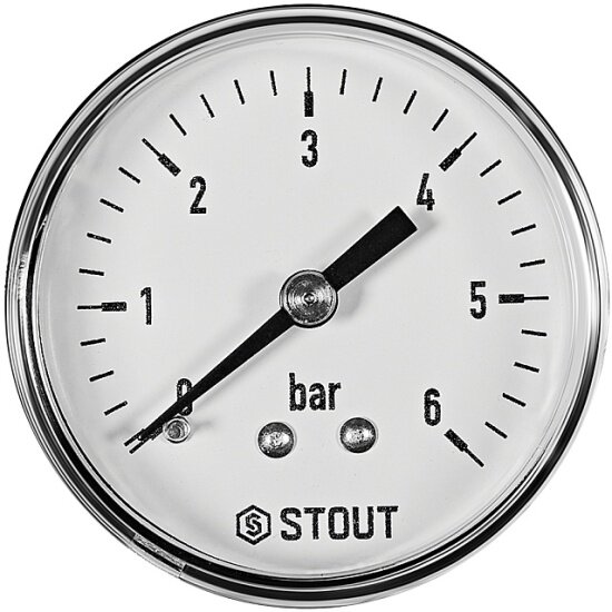 Манометр Stout аксиальный. Корпус Dn 50 мм 1/4 , 0.6 бар, кл.2.5