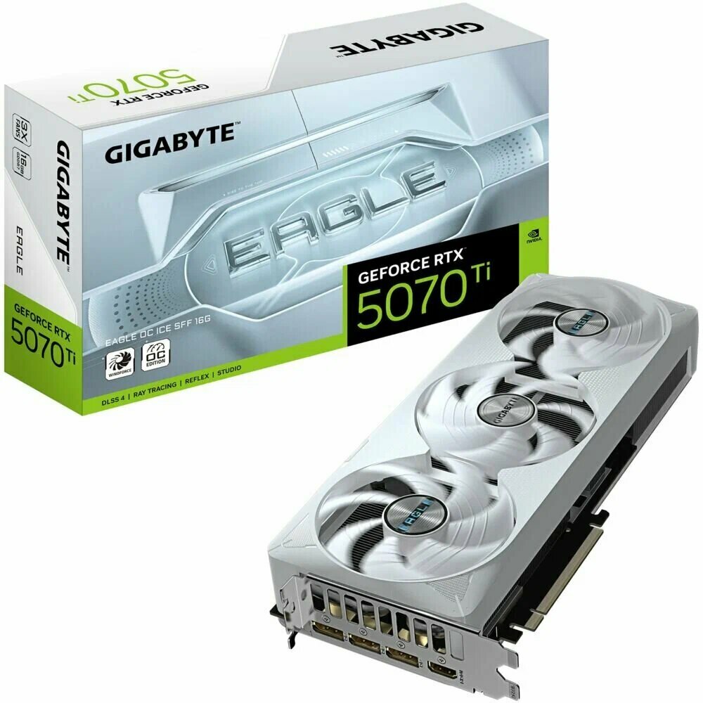 Видеокарта Gigabyte PCI-E nVidia GeForce RTX 5070Ti EAGLE OC ICE SFF 16Gb (GV-N507TEAGLEOC ICE-16GD), белый