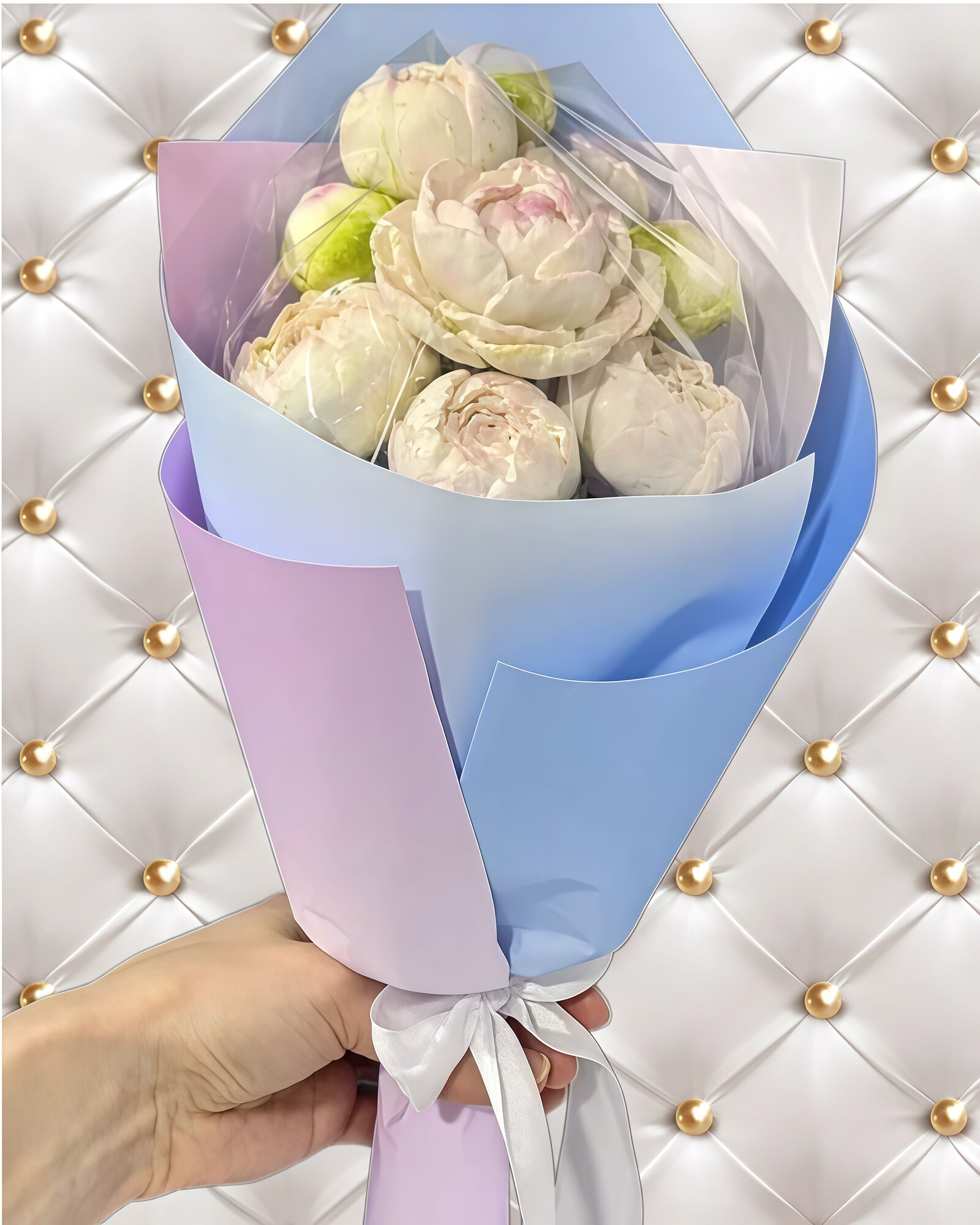 Букет Из Шоколадных Пионов ShokoTrendy 9 шоколадных пионов бело-розовых