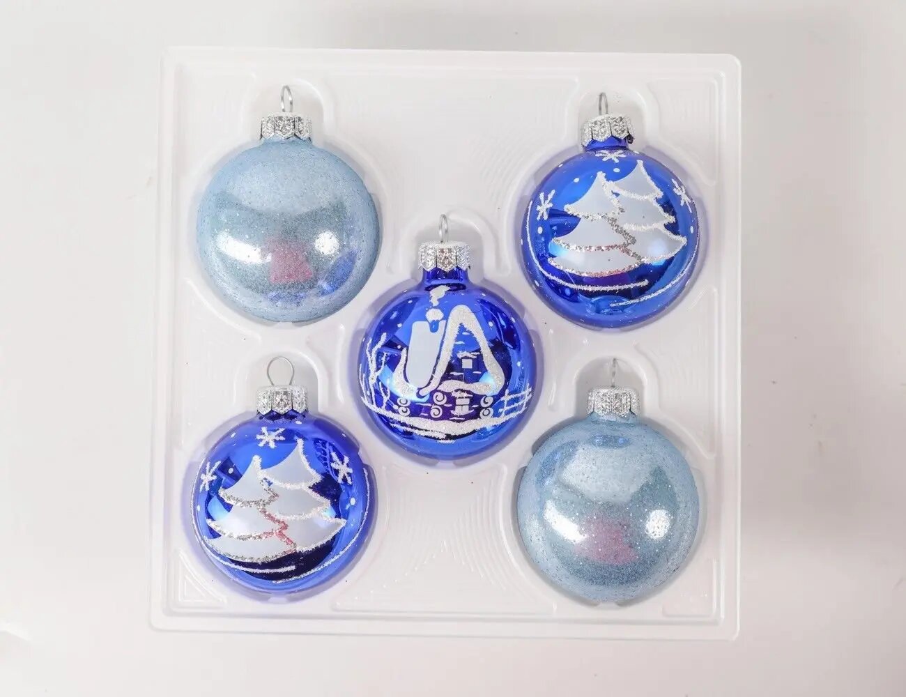 Набор стеклянных шаров морозко, синий, 5*62 мм, Елочка