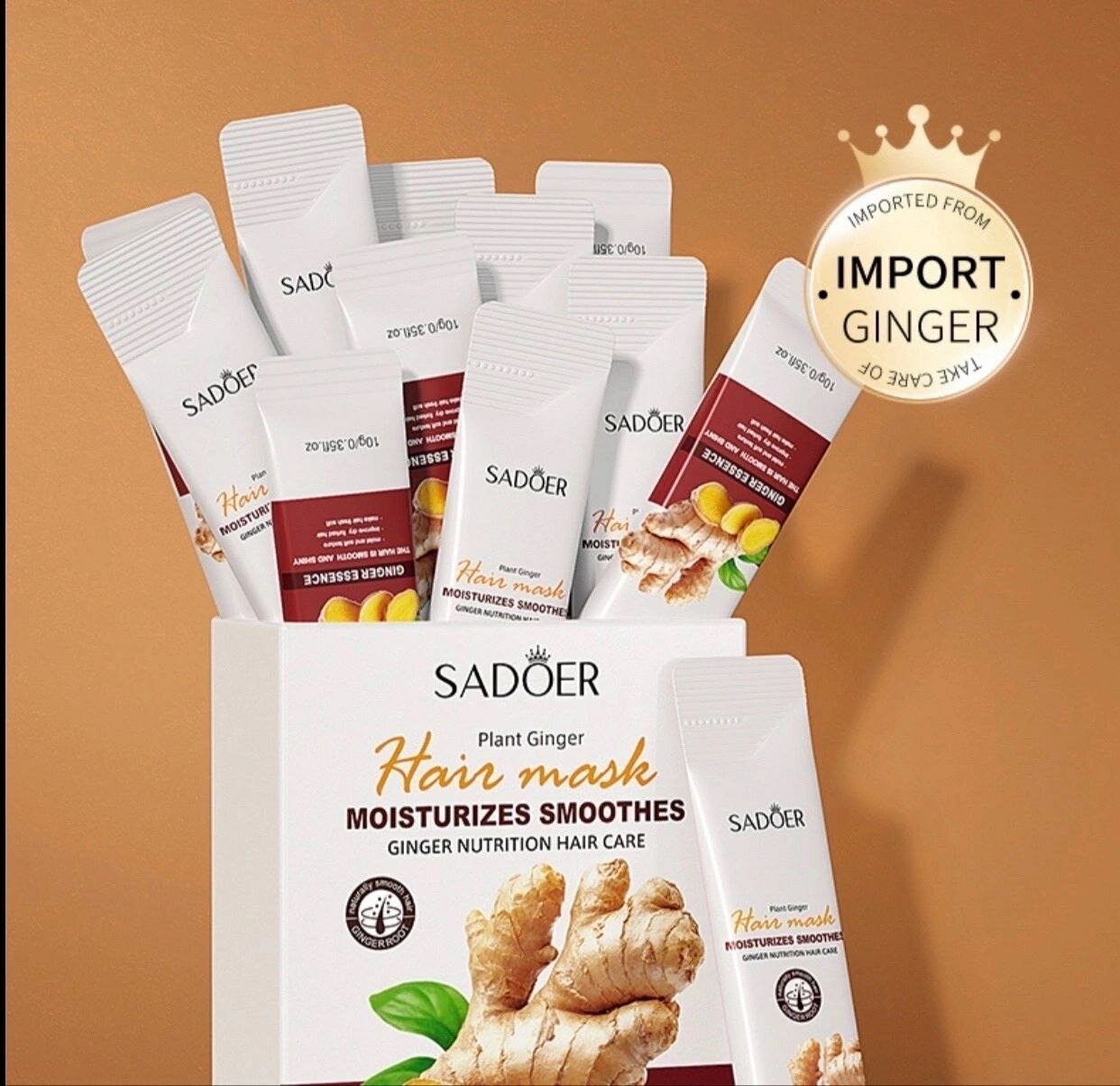 SADOER. Бальзам (маска) для волос с экстрактом Имбиря в саше, 20шт*10гр.