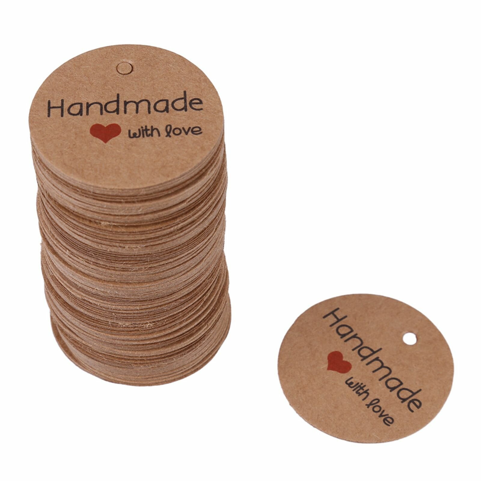 Коричневые свадебные этикетки ручной работы, 100 шт, коричневая крафт-бумага, персонализируемые ценники для ювелирных изделий, бирки для десертов, бирки для подарков