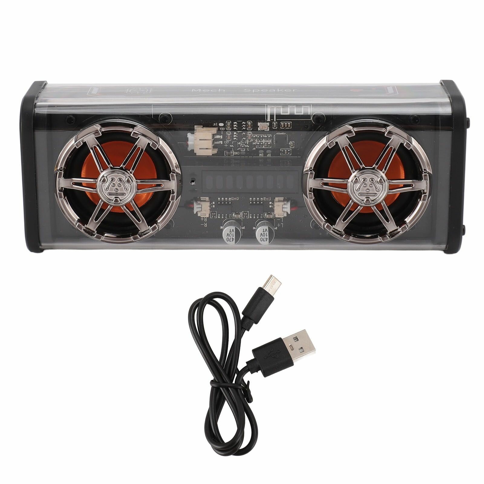 Портативный Bluetooth-динамик 5.3, беспроводной сабвуфер 2x5 Вт, прозрачный водонепроницаемый динамик с разноцветной подсветкой для дома, вечеринки, путешествий, черный