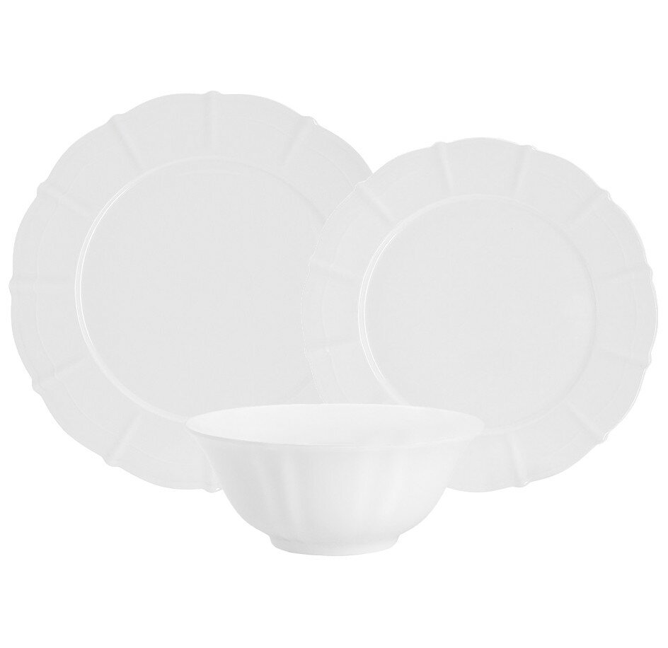 Набор обеденный, 4 персоны, 12 предметов, фарфор F, белая, Lotus white (Anna Lafarg Emily)