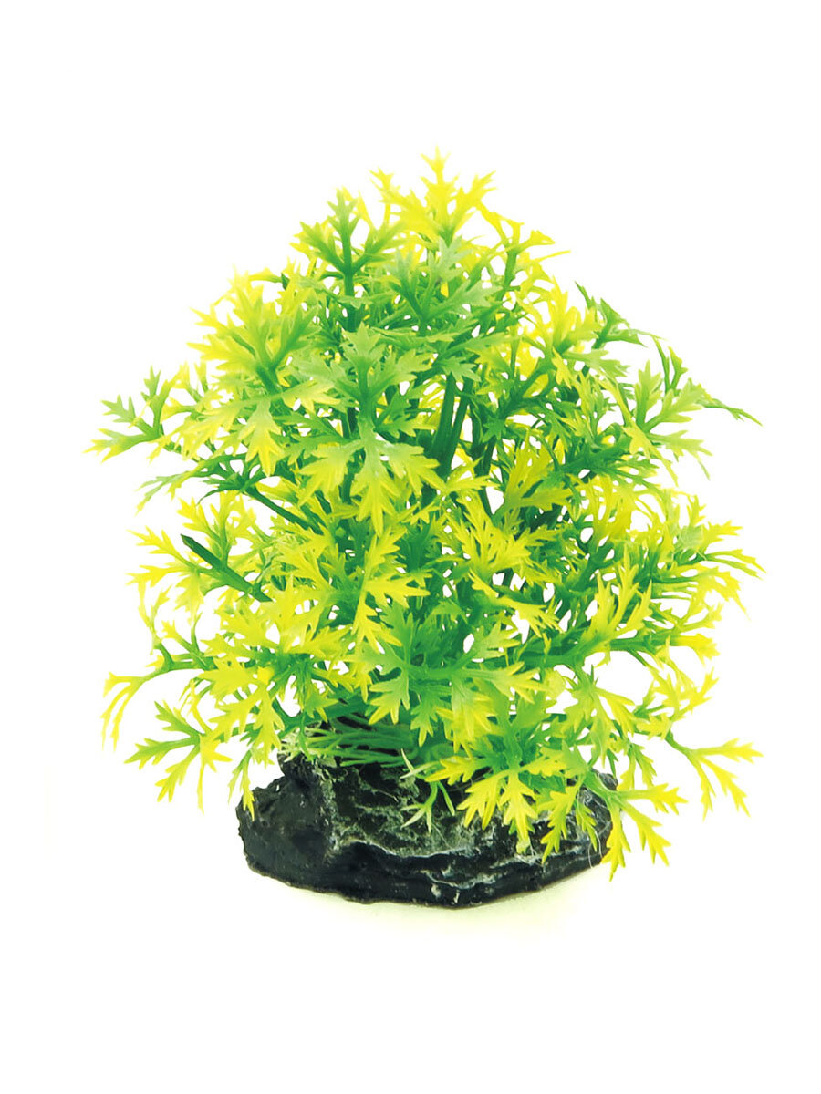 Растение искусственное Aquanimal для аквариума и террариума «Куст малый желто-зеленый» 7x5x10см