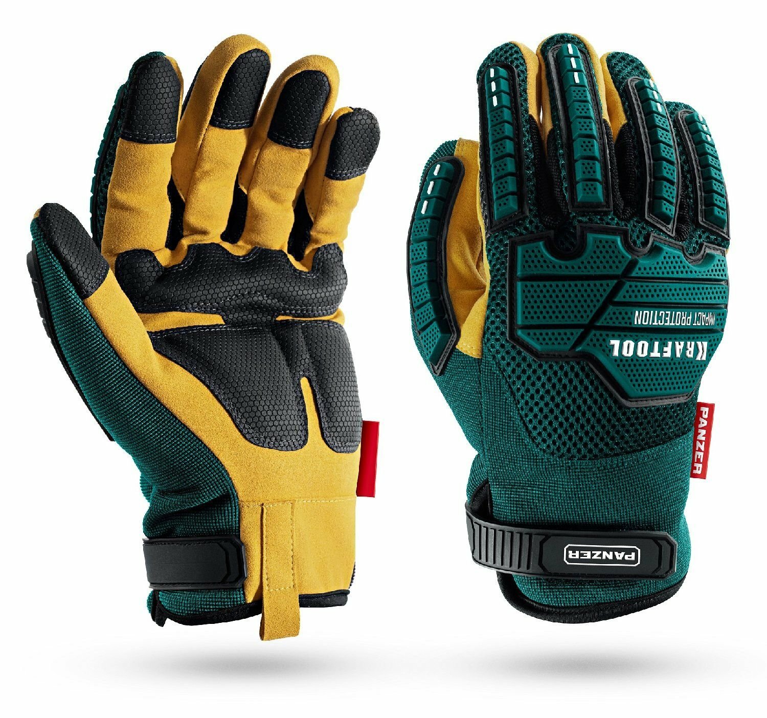 Профессиональные комбинированные перчатки KRAFTOOL PANZER L с виброзащитой и увеличенными противоударными накладками размер L 245-250 мм