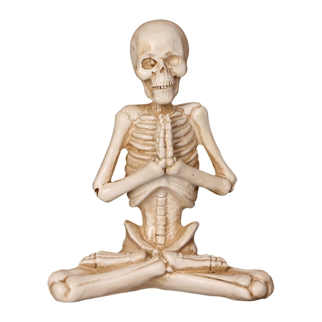 Статуэтка черепа из смолы Хэллоуин Забавный орнамент медитирующего скелета Для интерьерного акцента и коллекционных украшений комнаты Подарок, - Медитация скелета