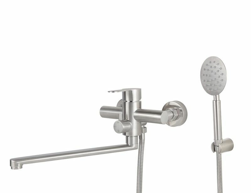 Смеситель для ванны комплект для душа и ванной, душевой комплект сантехники с краном и шлангом Viko V-7505 серебро, сатин