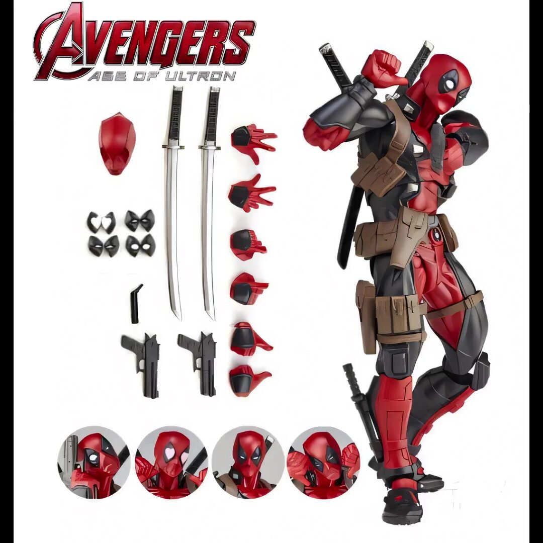 Фигурка Дэдпул - Deadpool 16 см, с подвижными суставами и сменными лицами по системе белый