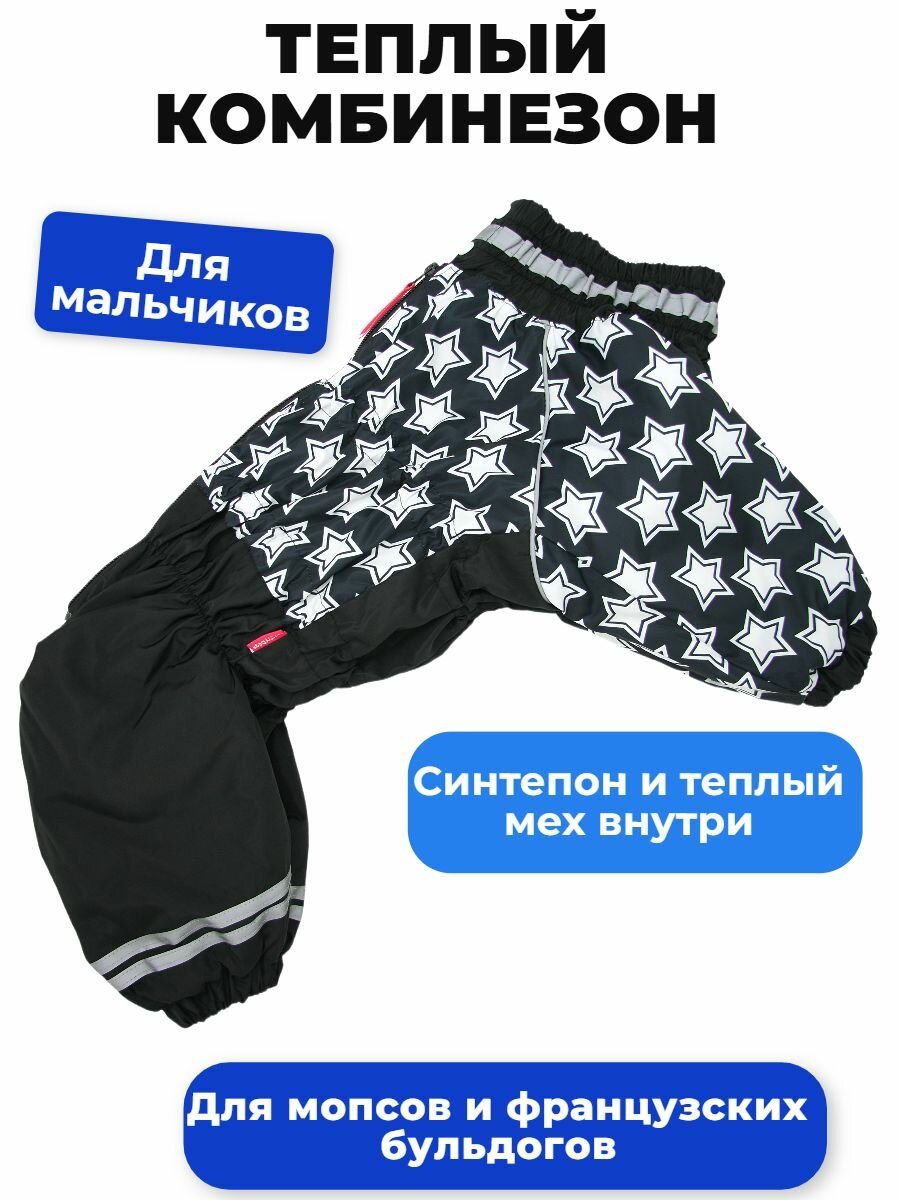 Утепленный комбинезон для собак мальчиков на синтепоне (для мопсов и французских бульдогов)