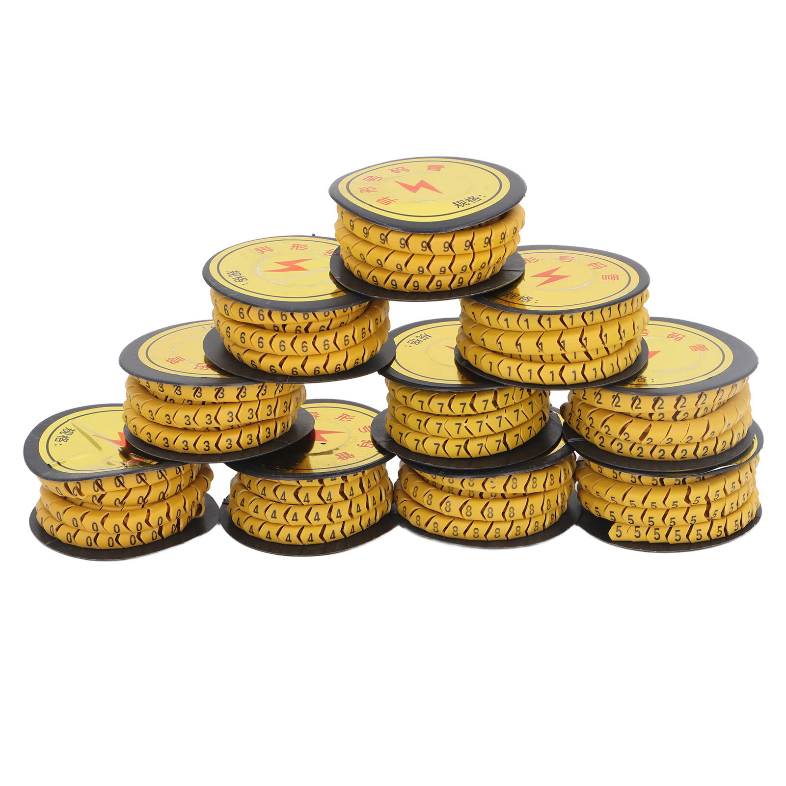 10 шт. кабельных идентификационных проводов из ПВХ, маслостойкие, с прозрачной маркировкой, нескользящие, с цифрами от 0 до 9, трубка для электронных компьютеров, 1,5 м²