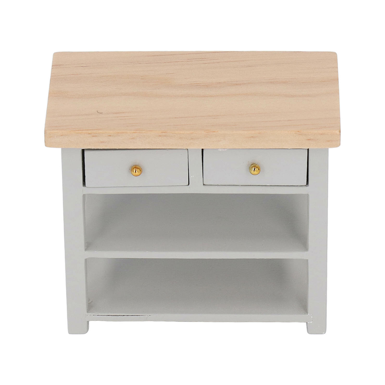 Miniature Bathroom Cabinet Birch Wood Vintage Exquisite Simple Multifunctional DIY Mini Furniture for 1/12 Doll House Grey