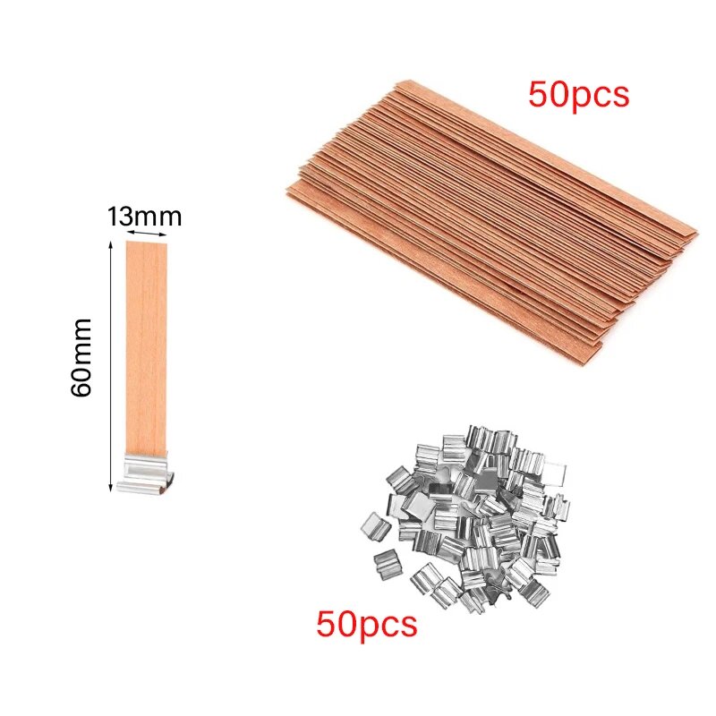 Набор деревянных фитилей для свечей Коричневый, 50pcs 13x60mm