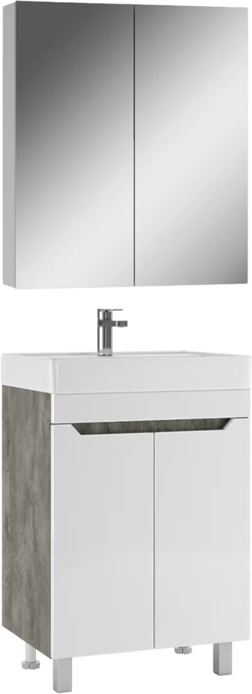 Мебель для ванной комнаты Айсберг Мечта 60 напольная, 2 дверцы, белая, бетон