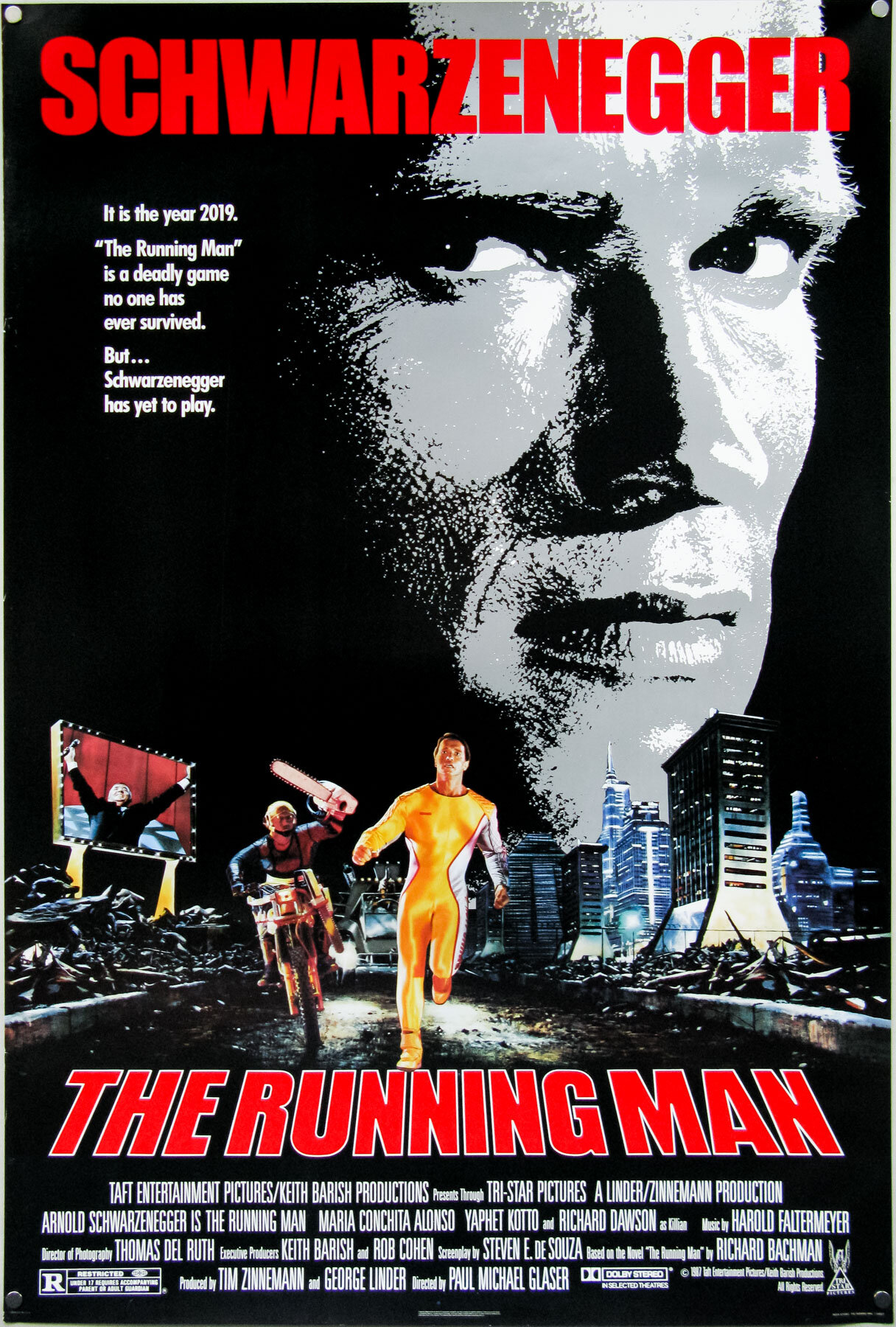 Плакат, постер Бегущий человек (The Running Man 1987) на бумаге, размер 60х84см