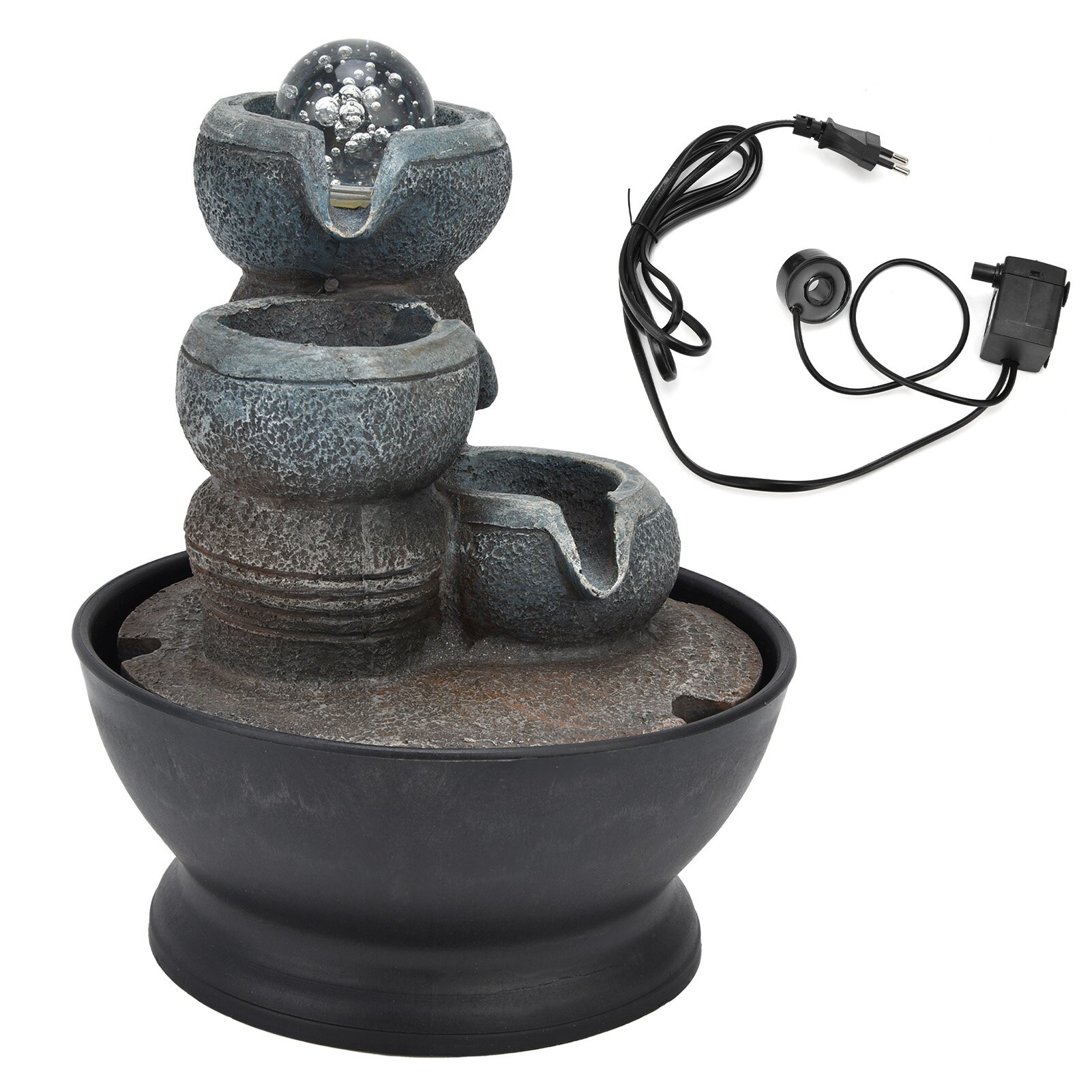 Настольный фонтан для дома и офиса со светодиодной подсветкой, шарообразный водопад, красочный, с вилкой стандарта ЕС, напряжение 220-240 В.
