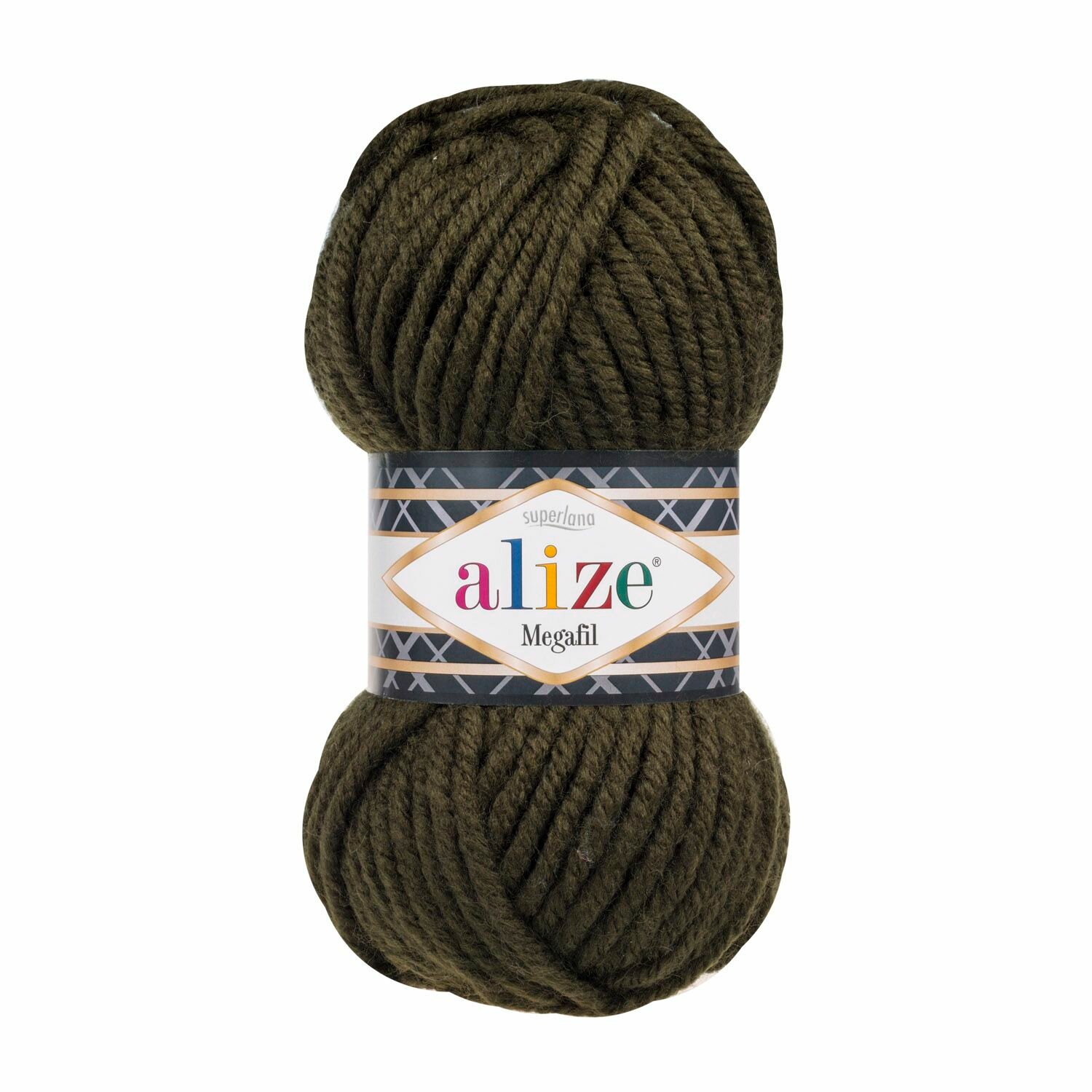 Пряжа Суперлана мегафил Alize (Superlana Megafil) упаковка 5 мотков 100 гр. 55 м. 25% шерсть 75% акрил цвет 241 темно-зеленый